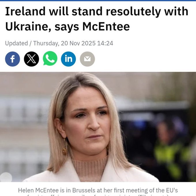 The hypocrisy of Minister McEntee announcing that Ireland unequivocally stands with Ukraine to ...